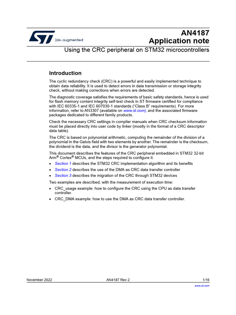 An4187 Using The CRC Peripheral in The stm32 Family Stmicroelectronics ... An4187 Using The CRC Peripheral in The stm32 Family Stmicroelectronics ...