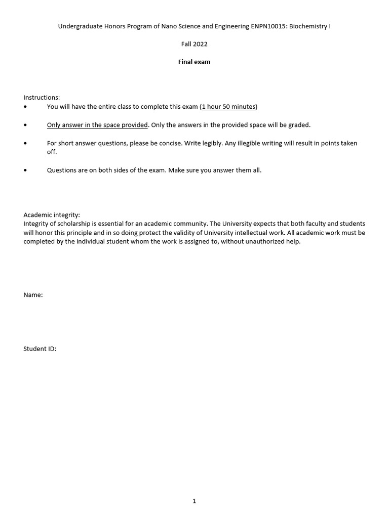 Biochemistry I Exam 2 Overview | PDF | Enzyme Kinetics | Proteins