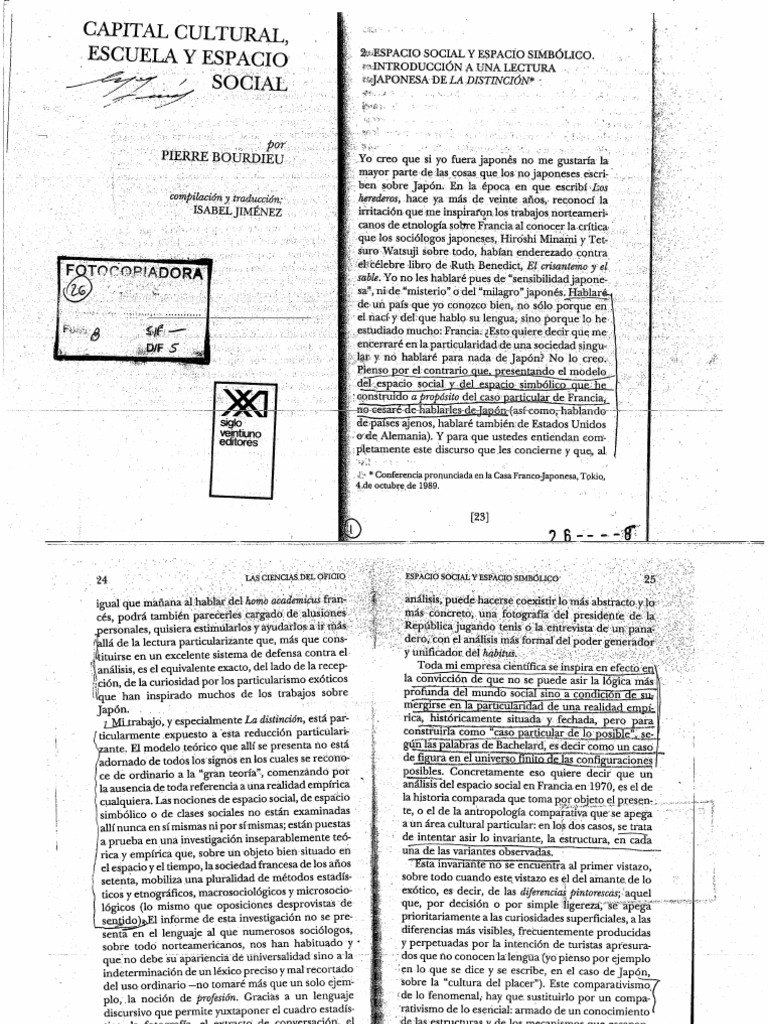 Capital Cultural, Escuela y Espacio Social | PDF
