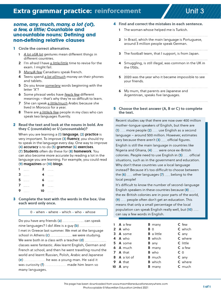 Grammar Practice and Exercises | PDF | English Language | Noun