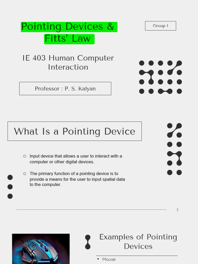 Group - 1 - Pointing Devices and Fitts Law | PDF | Cursor (User ...