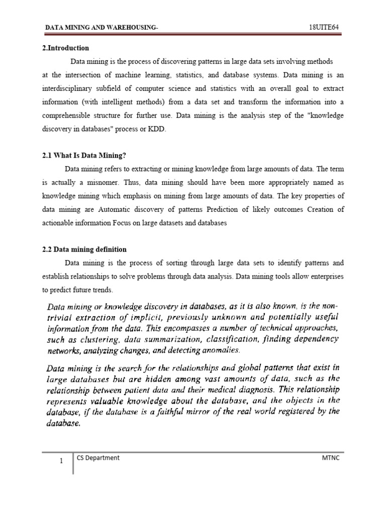DMDW-Unit II | PDF | Data Mining | Data