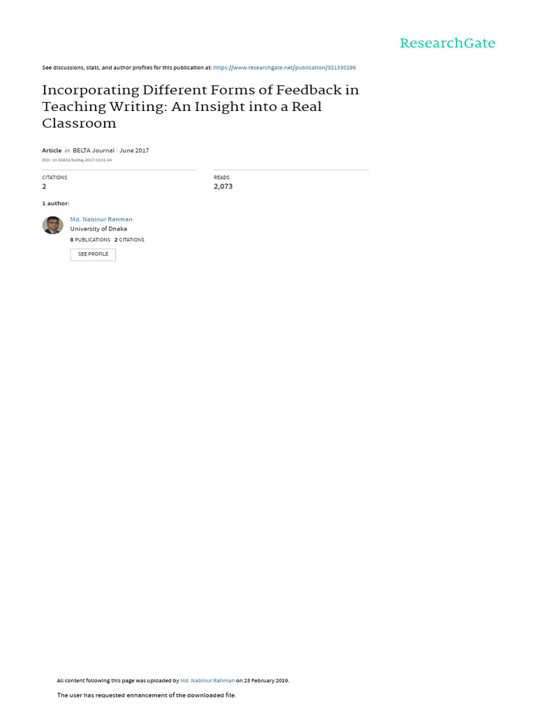 Incorporating Different Forms of Feedback in Teaching Writing: An ...