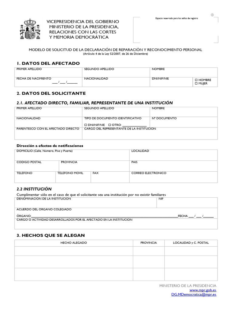 Formulario Solicitud Rellenable | PDF | Gobierno