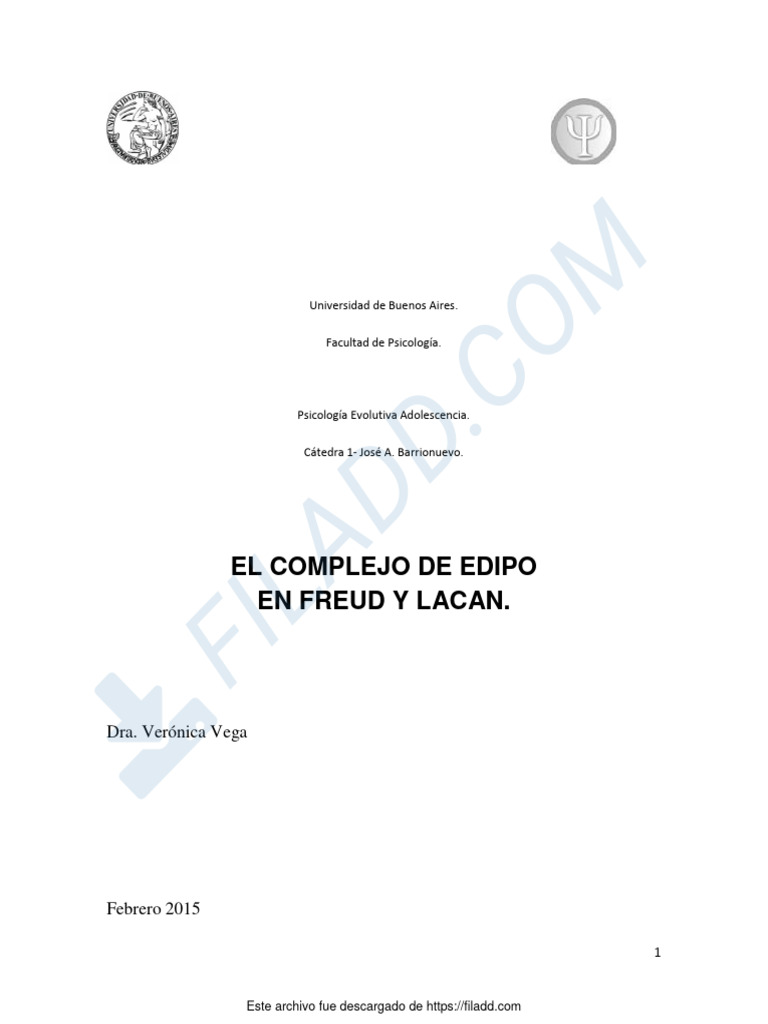 El Complejo de Edipo en Freud y Lacan | PDF | Complejo de Edipo ...