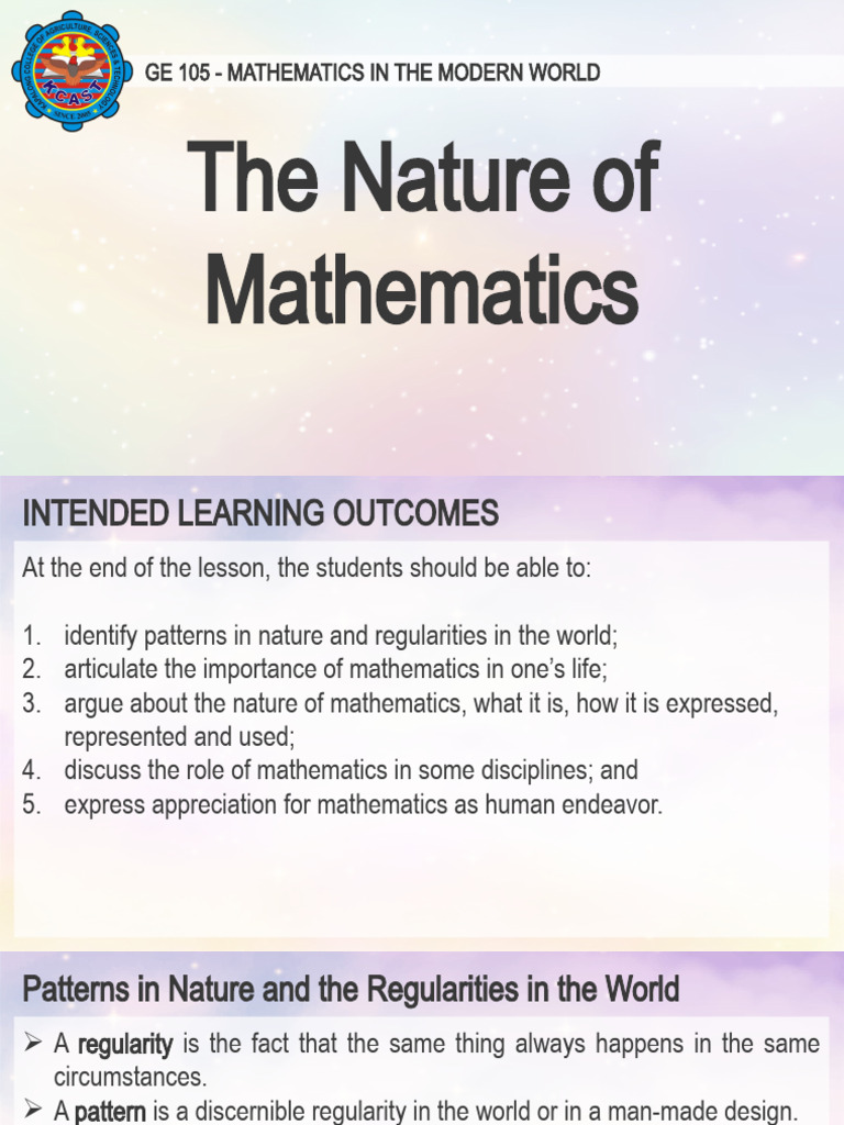 MMW Week 2 The Nature of Mathematics 1 | PDF | Pattern | Mathematics