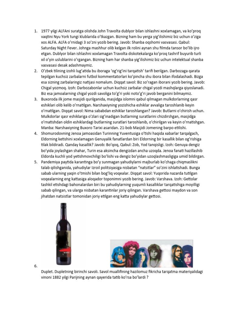 Zakovat Savollar 11.2021 | PDF