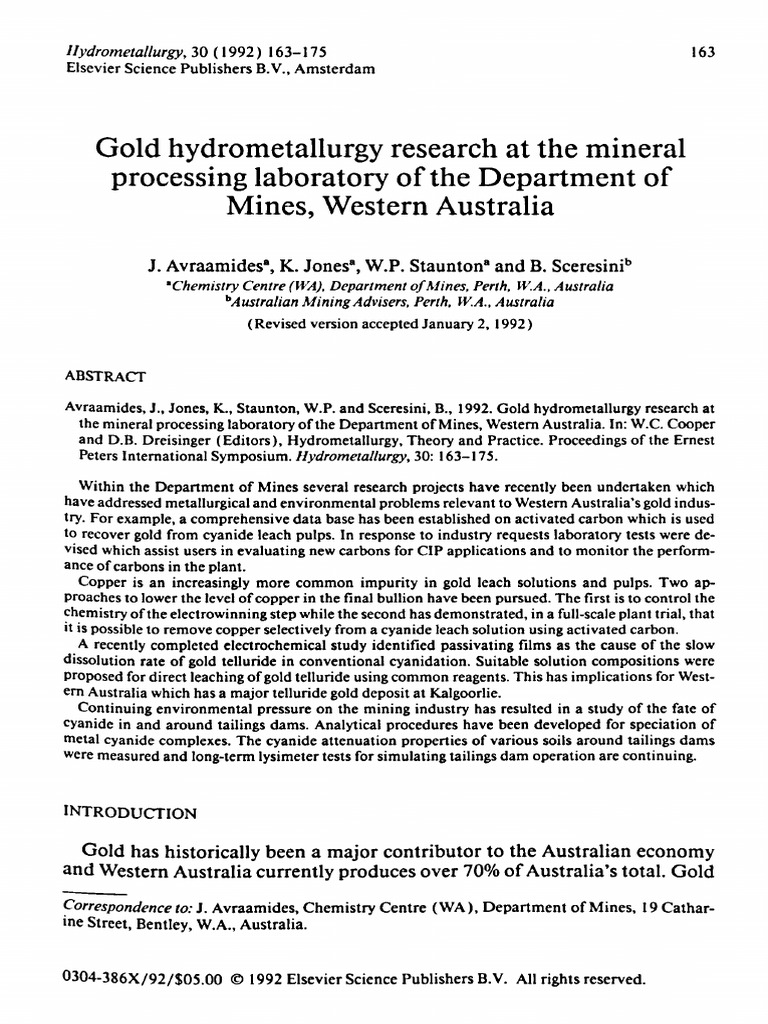 Gold Hydrometallurgy Research Insights | PDF | Gold | Nature