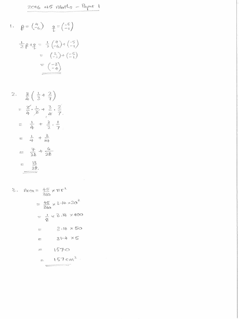 2016 N5 Maths P1 - WS | PDF