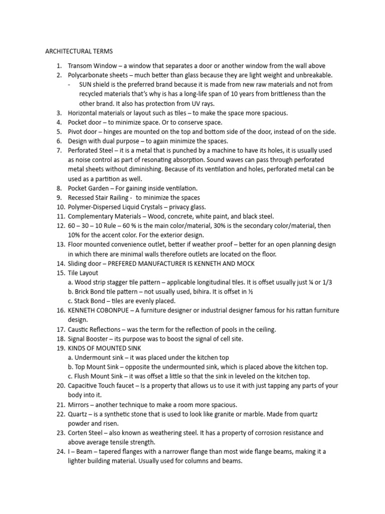 Architectural Terms Pdf