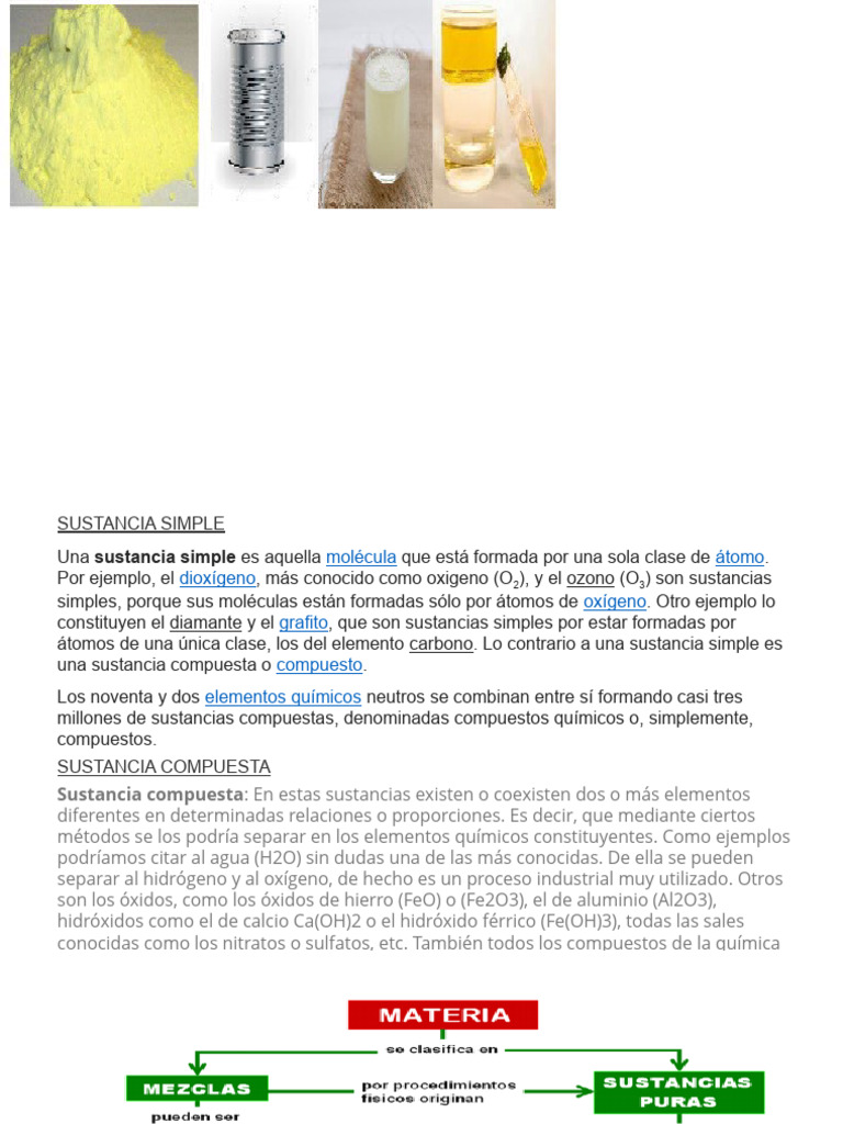Sustancia Simple y Sustancia Compuesta | PDF