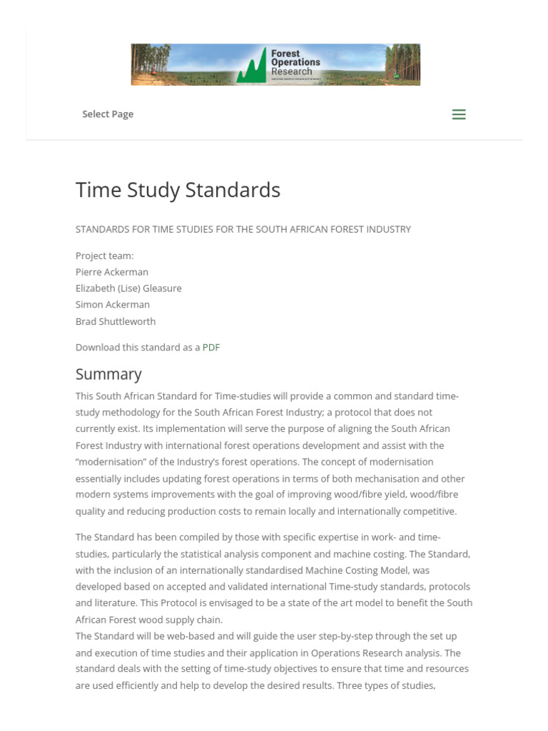 Time Study Guide for SA Forestry | PDF | Analysis Of Variance | Statistics