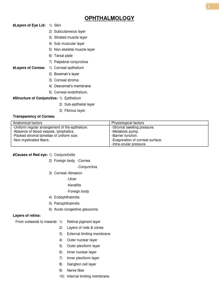Eye Lecture Notes | PDF | Cornea | Ophthalmology