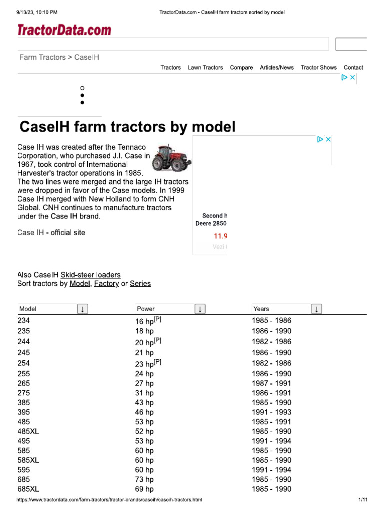 1a1a - Case Tractor Data | PDF
