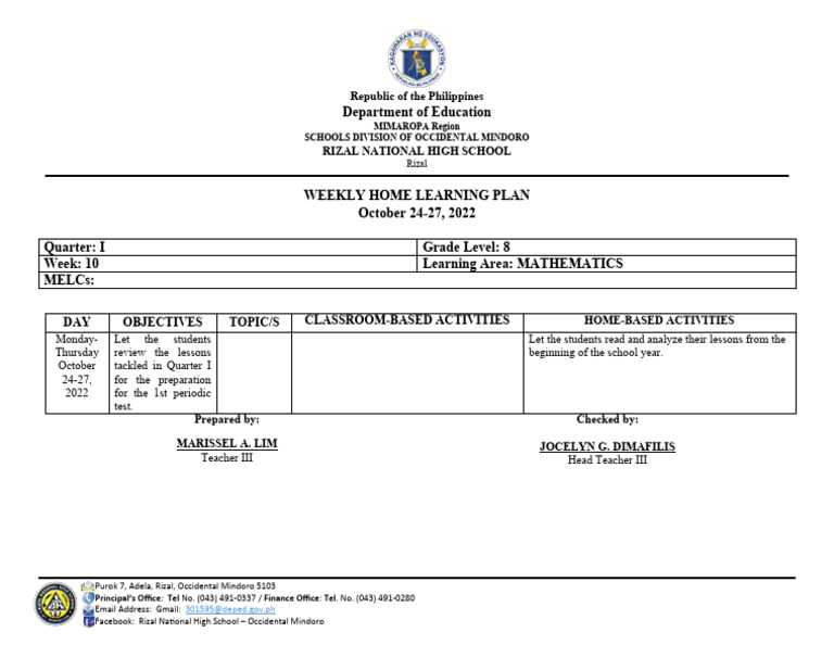 WLP Math 8 Q1 Week 10 | PDF