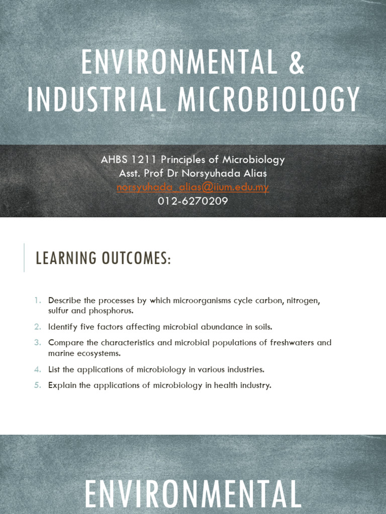 AHBS 1211 Environmental & Industrial Microbiology Dec 2022 | PDF | Microorganism | Soil