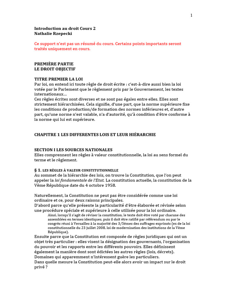 Introduction Au Droit Cours 2 | PDF