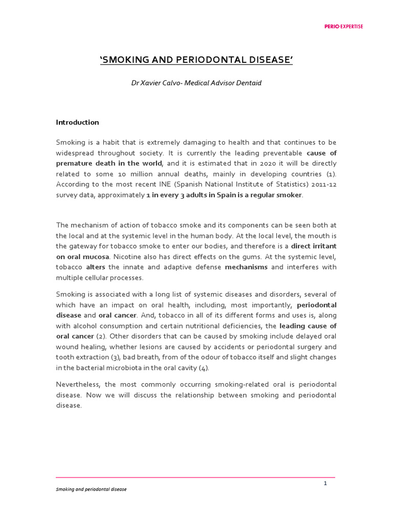 Smoking and Periodontal Disease | PDF | Periodontology | Smoking