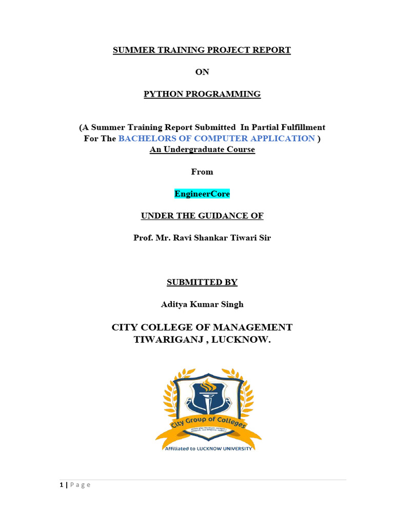 Industrial Training Report on Python New | PDF | Scripting Language | Programming Language