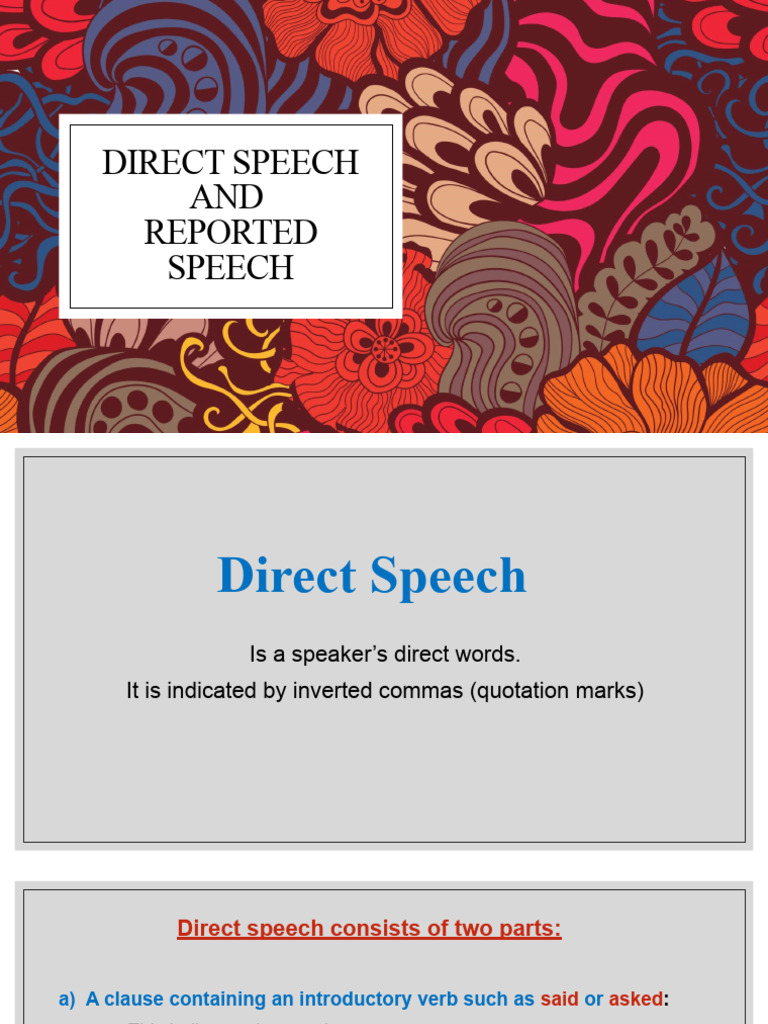 Direct and Reported Speech Explained | PDF | Comma | Verb