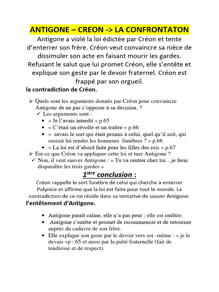 Antigone vs Créon : L'Affrontement | PDF
