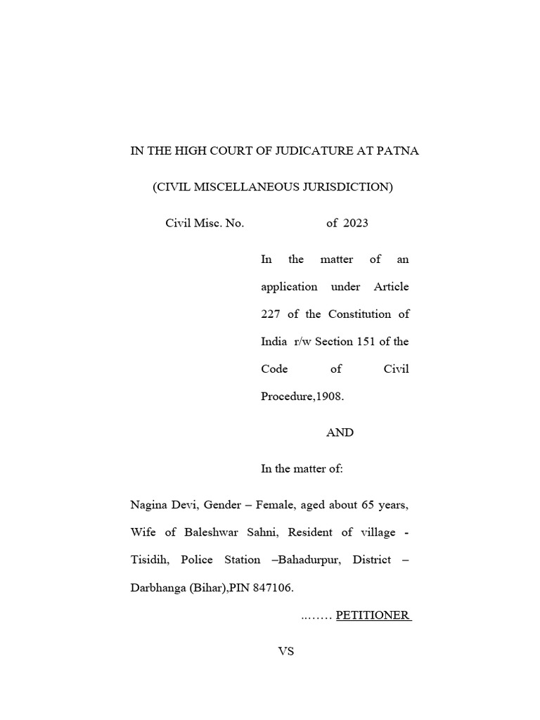 CIVIL MISC. Nagina Devi - Final | PDF | Lawsuit | Public Law