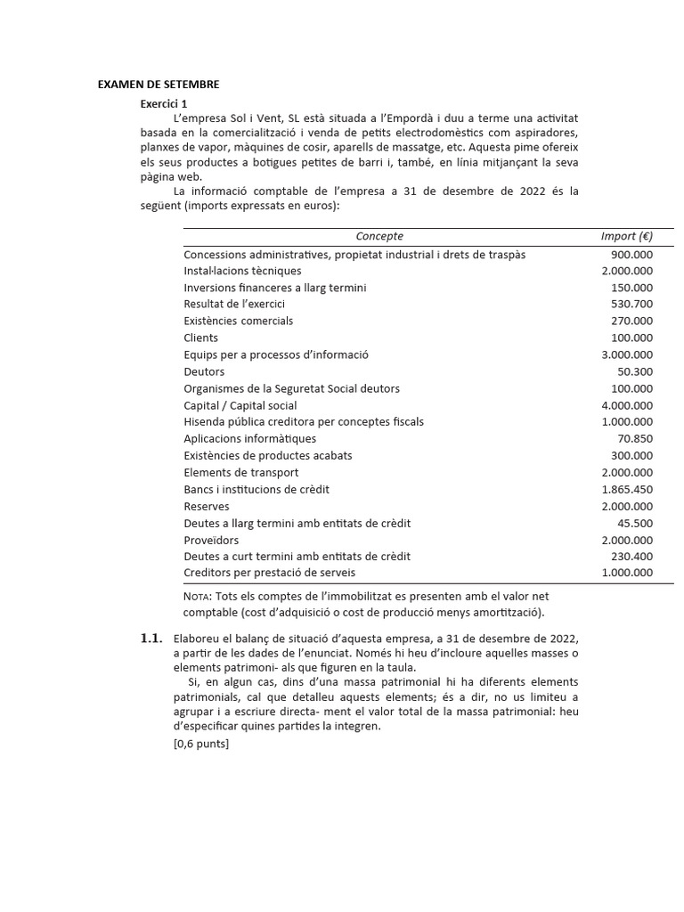 Exercici 1: Examen de Setembre | PDF