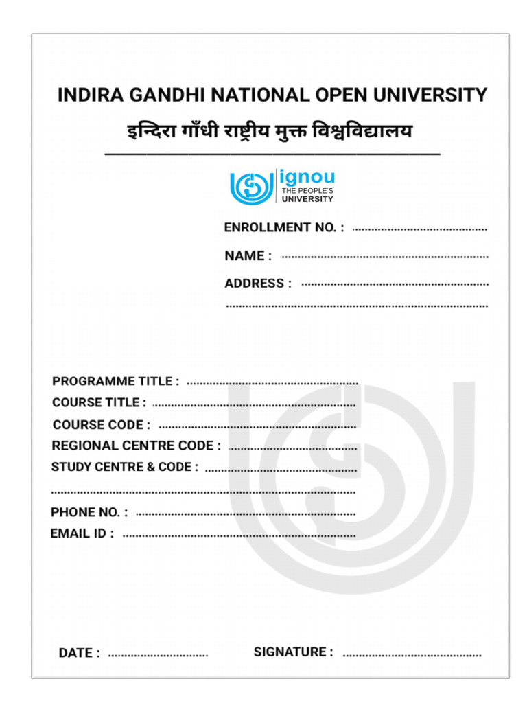 IGNOU Assignment Front Page by TGN-1 (1) (1) | PDF