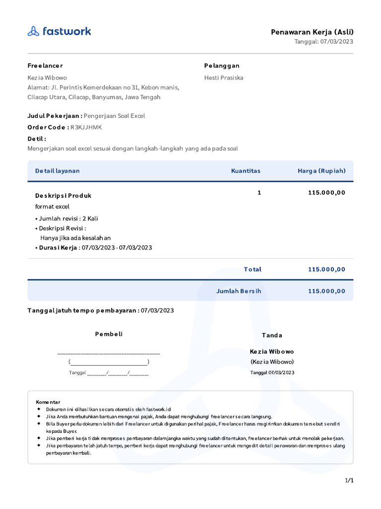 Fastwork Excel | PDF