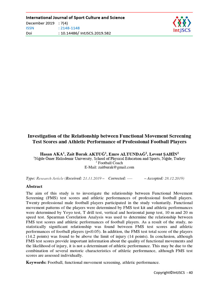 Aktuğ Et Al. - 2019 - INVESTIGATION OF THE RELATIONSHIP BETWEEN FUNCTION | PDF