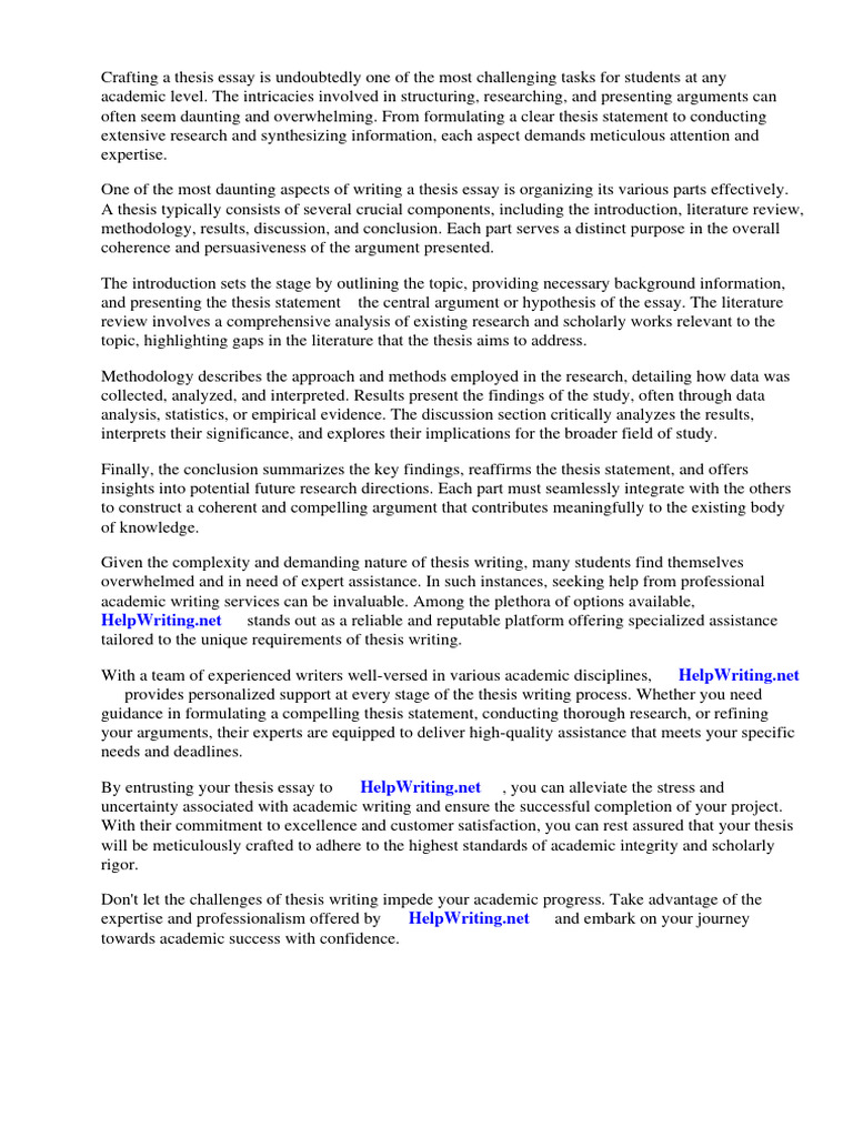 Parts of A Thesis Essay | PDF | Thesis | Essays