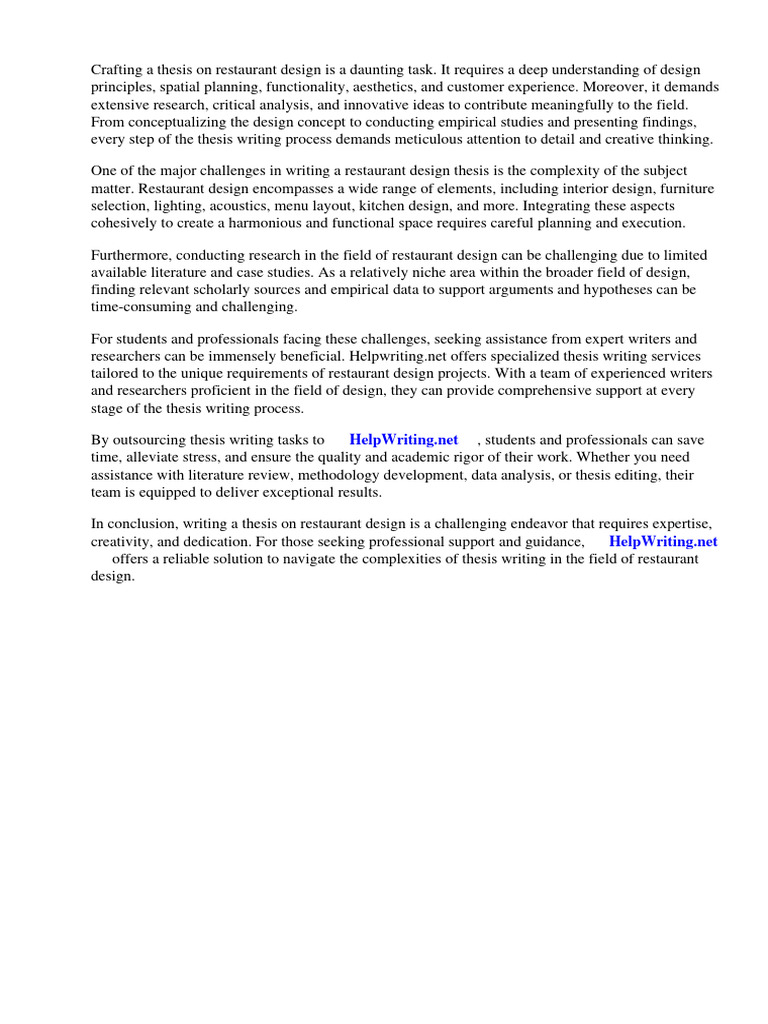 Restaurant Design Thesis | PDF