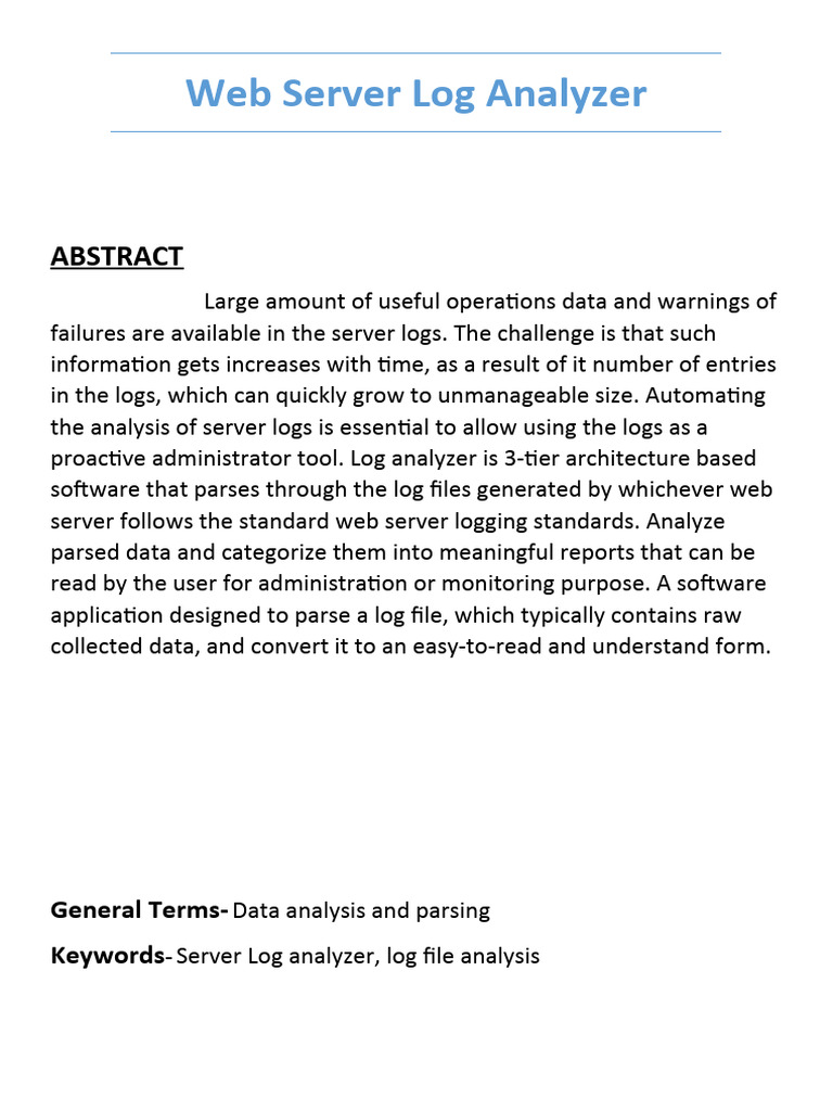 Web Server Log Analyzer | PDF | Networking | Internet & Web Web Server Log Analyzer | PDF | Networking | Internet & Web