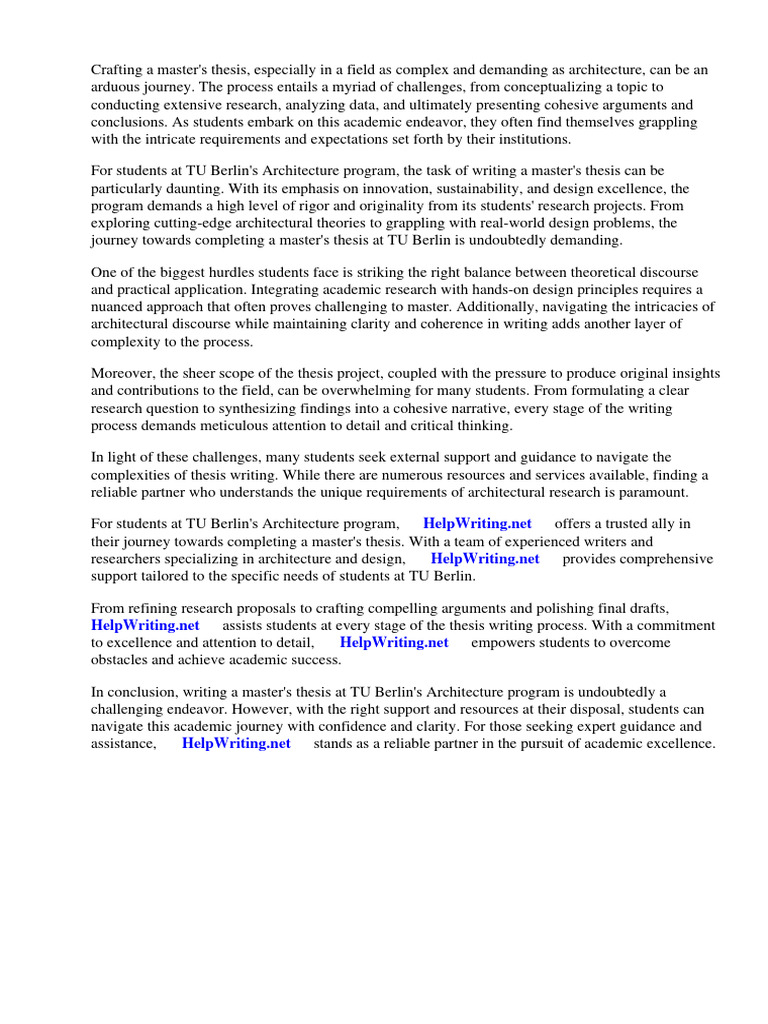 Master Thesis Tu Berlin Architektur | PDF