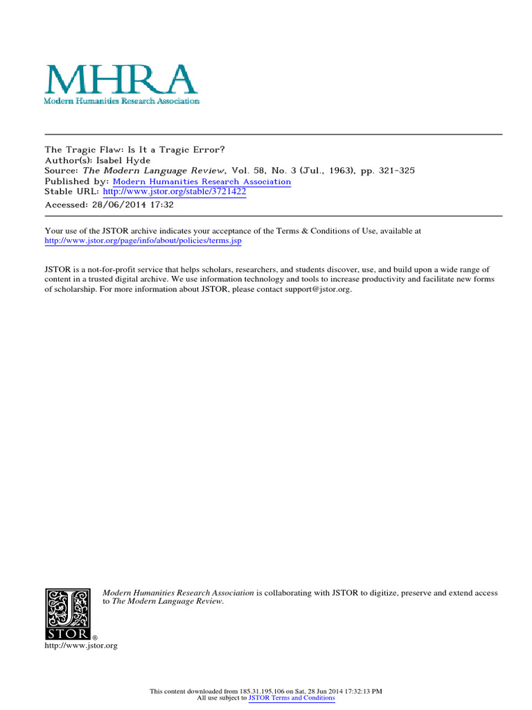Tragic Flaw and Hamartia | PDF | Tragedy | Aristotle