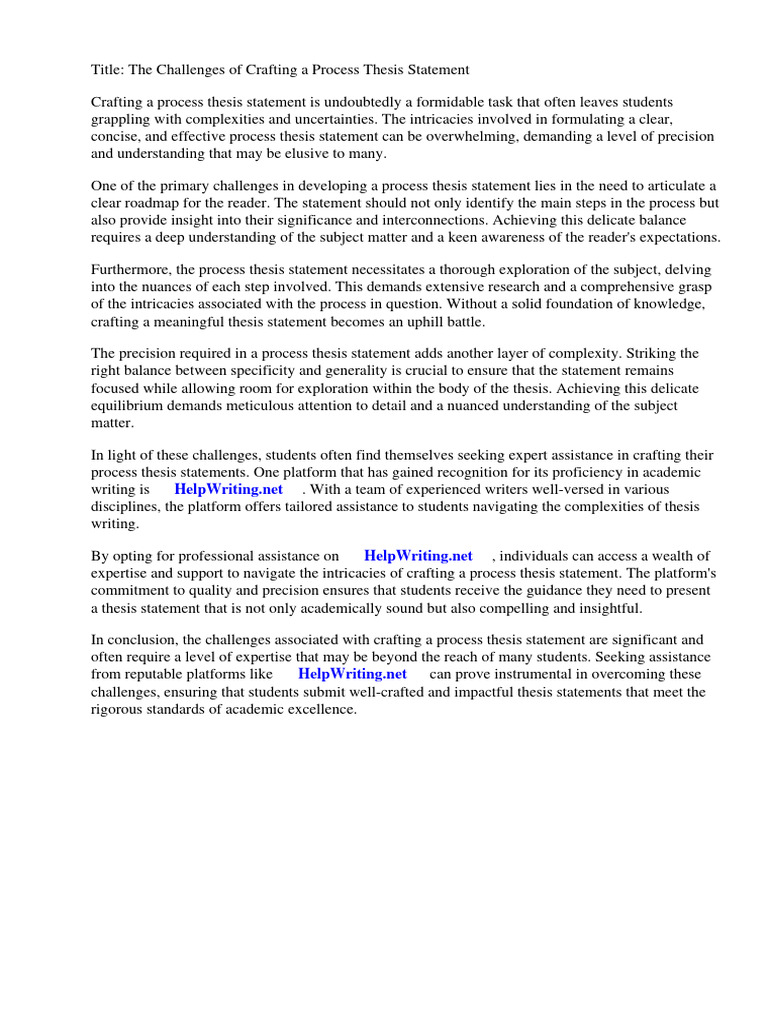Process Thesis Statement | Download Free PDF | Essays | Thesis
