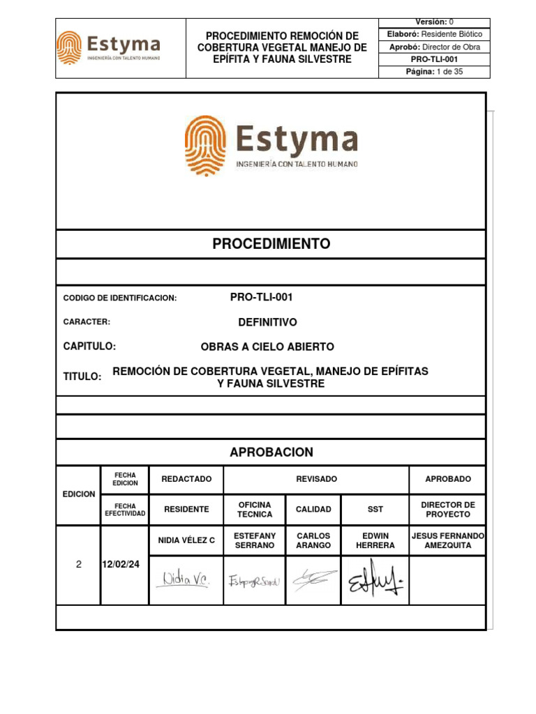Pro Tli 001 Remocion Cobertura Fauna | PDF