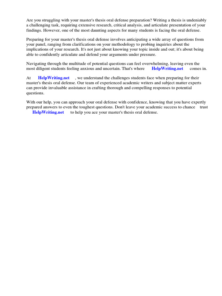 Master Thesis Oral Defense Questions | PDF | Thesis Master Thesis Oral Defense Questions | PDF | Thesis