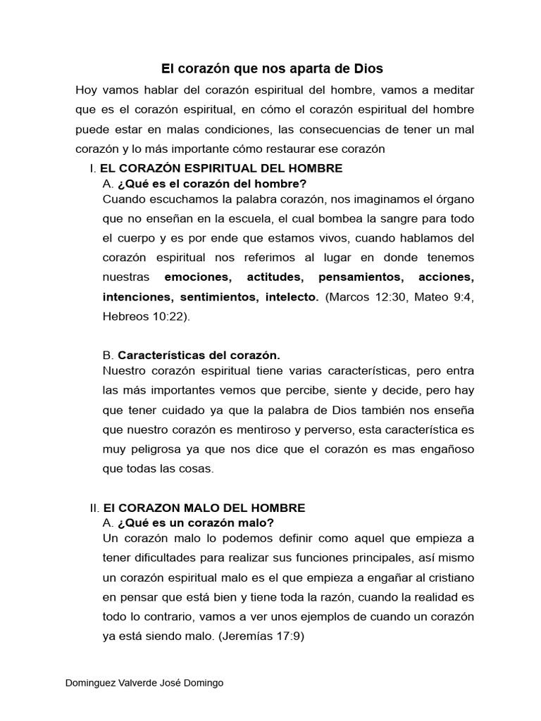El Corazón Que Nos Aparta de Dios | PDF | Corazón | Dios