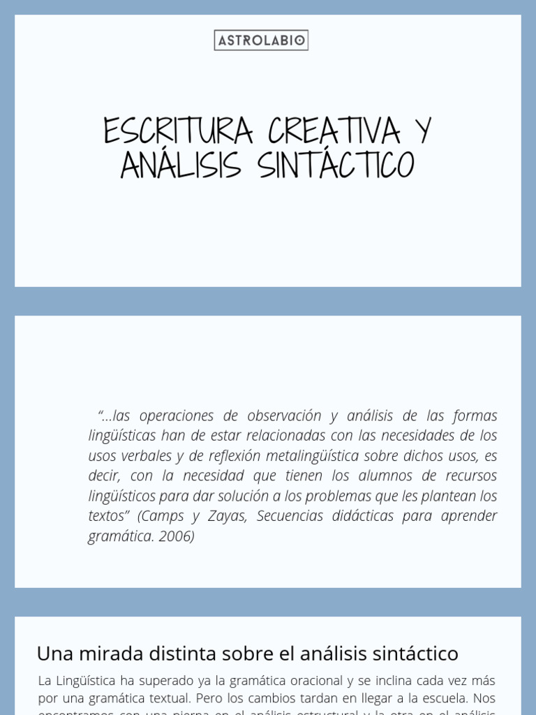 Dossier Escritura Creativa y Sintaxis | PDF | Oración (Lingüística ...
