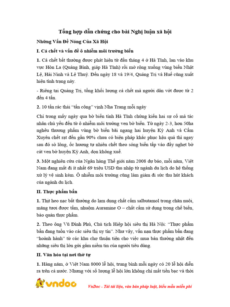 Tong Hop Dan Chung Cho Bai Nghi Luan Xa Hoi | PDF