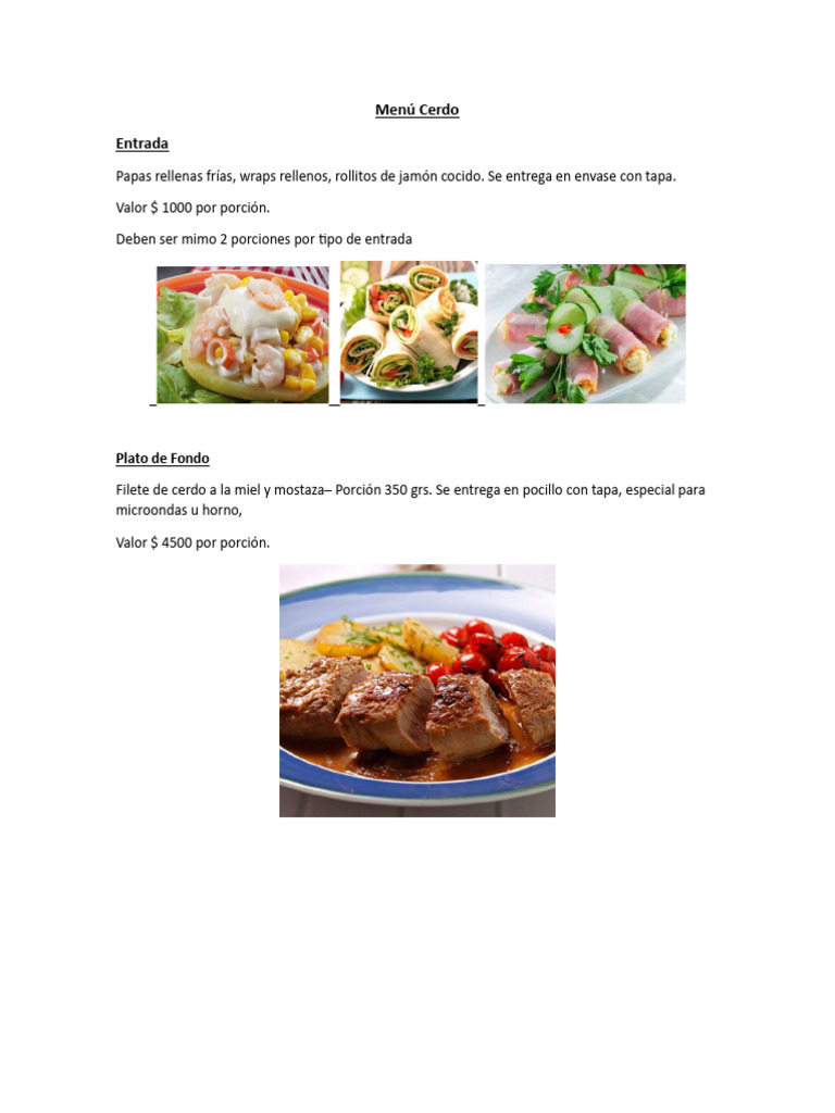 Menu Cerdo | PDF