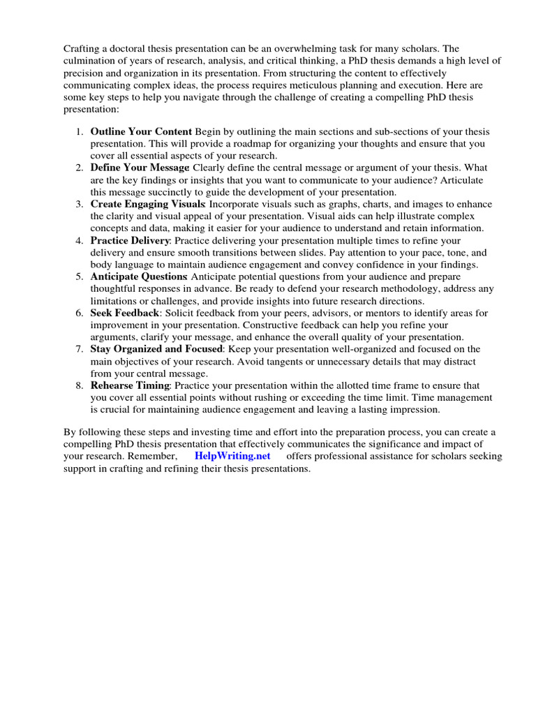 How To Make PHD Thesis Presentation | PDF