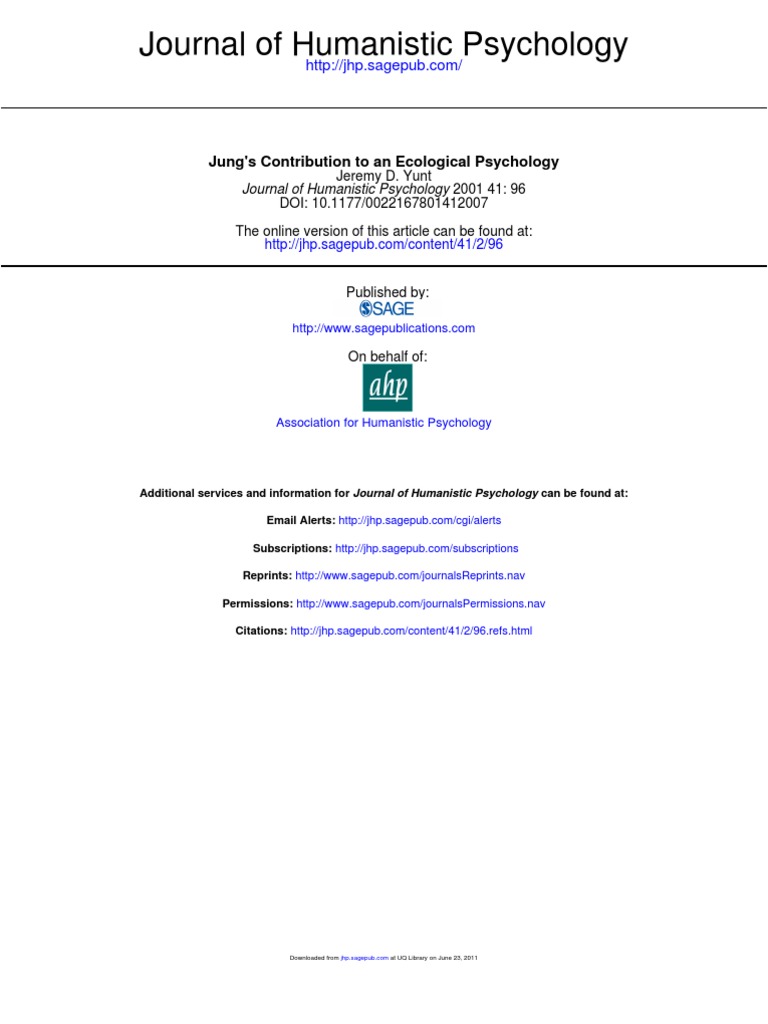 Jung's Contribution To An Ecological Psychology | PDF | Unconscious ...