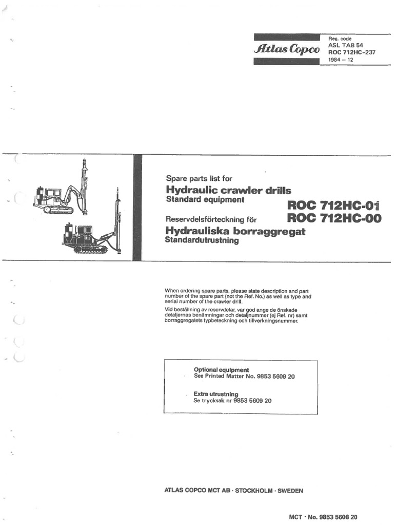 9853 5608 20 ROC 712HC-01 - 00 Spare Parts List | PDF