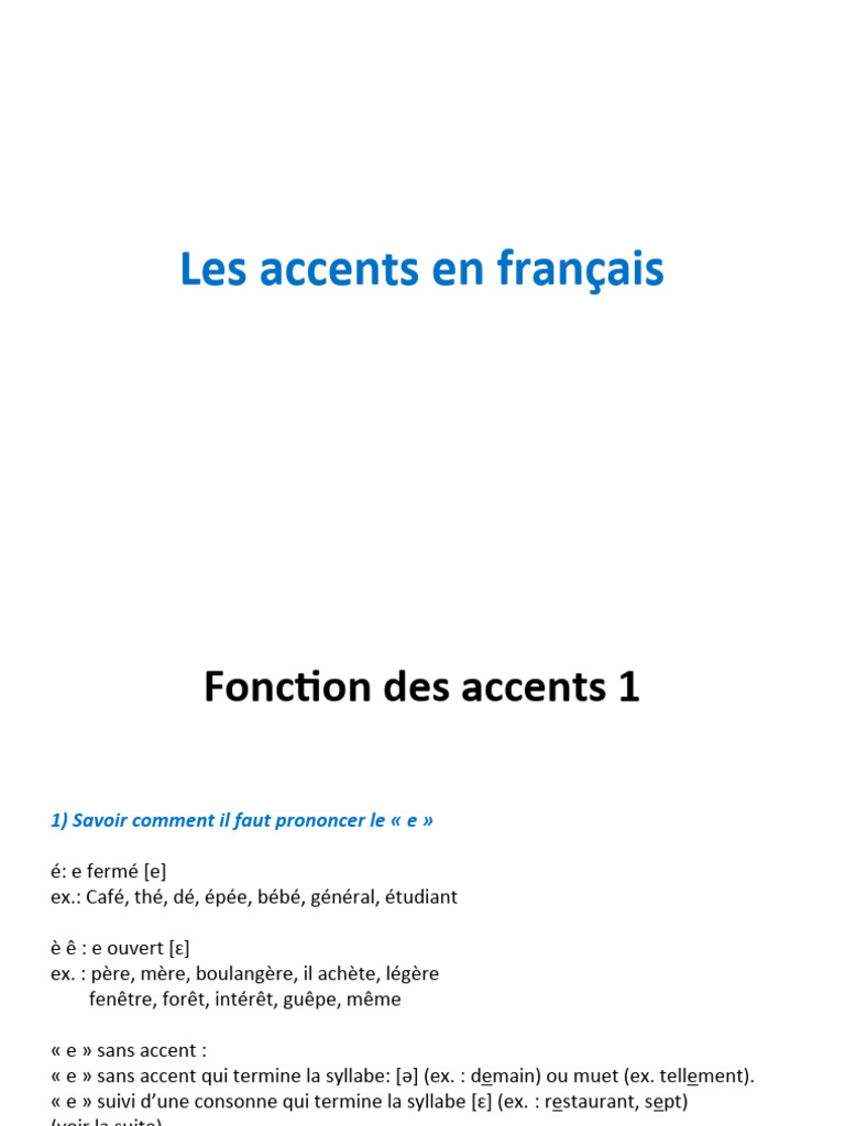 Les Accents en Français | PDF
