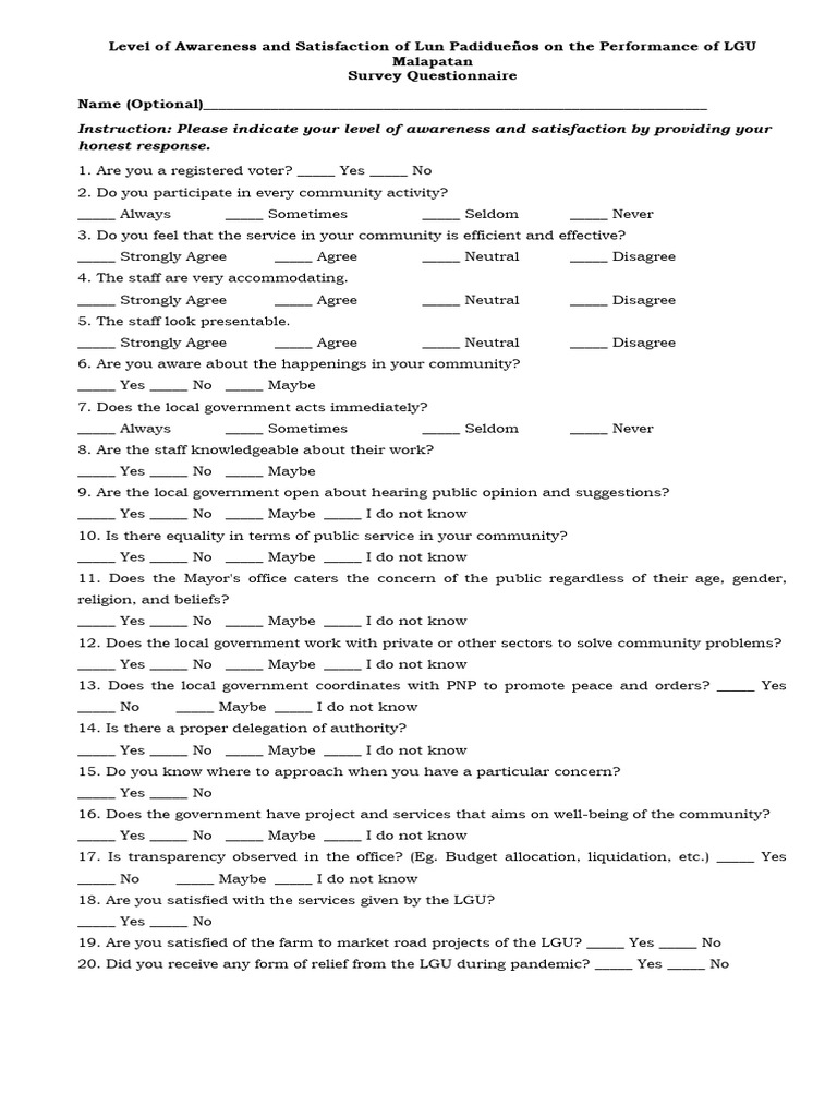 Satisfaction Lgu | PDF | Self-Improvement