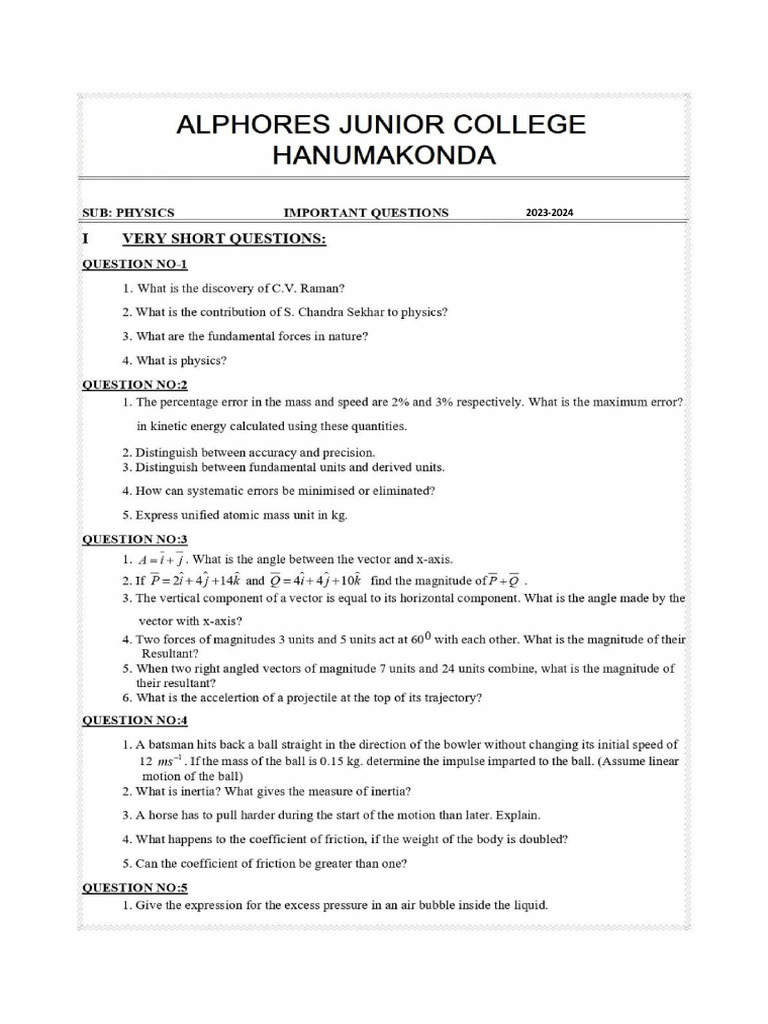 Junior Physics | PDF