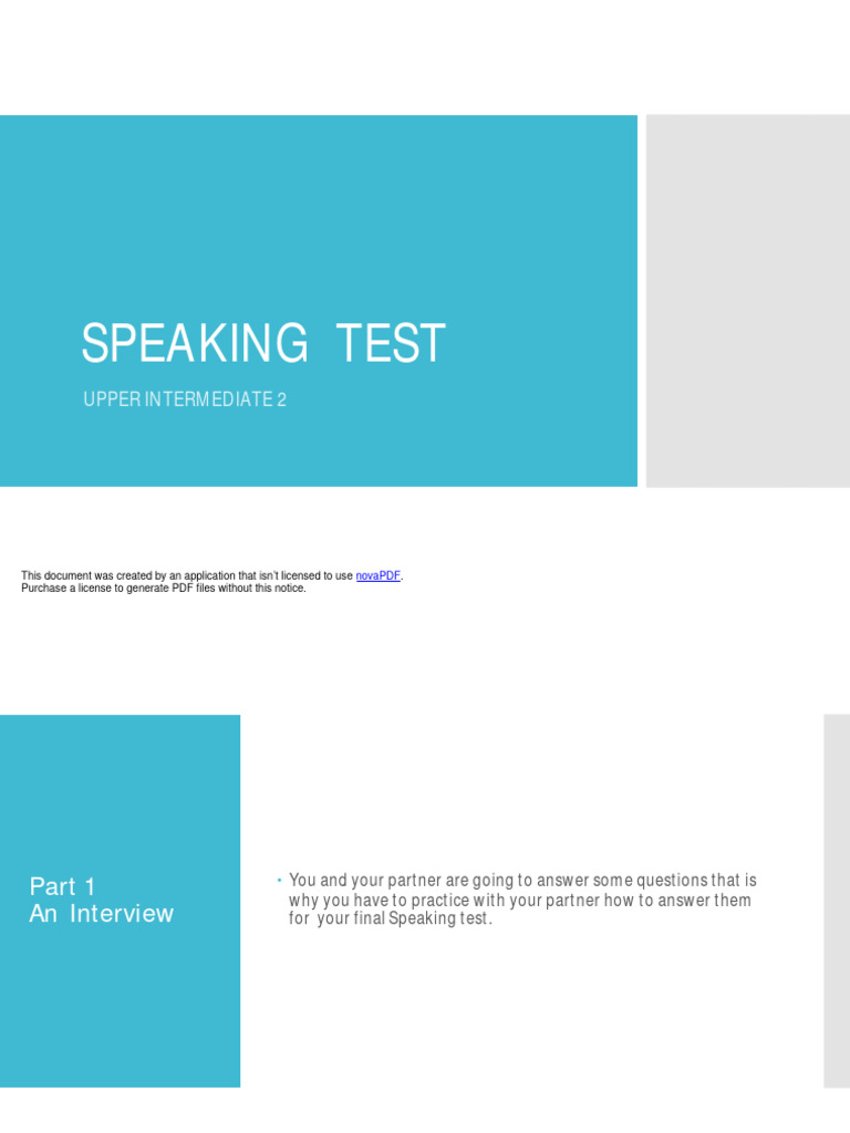 Upper Intermediate Speaking Prep | PDF