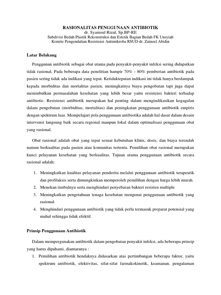 Penggunaan Antibiotik Yang Rasional | PDF | Pengembangan Diri | Kesehatan Holistik
